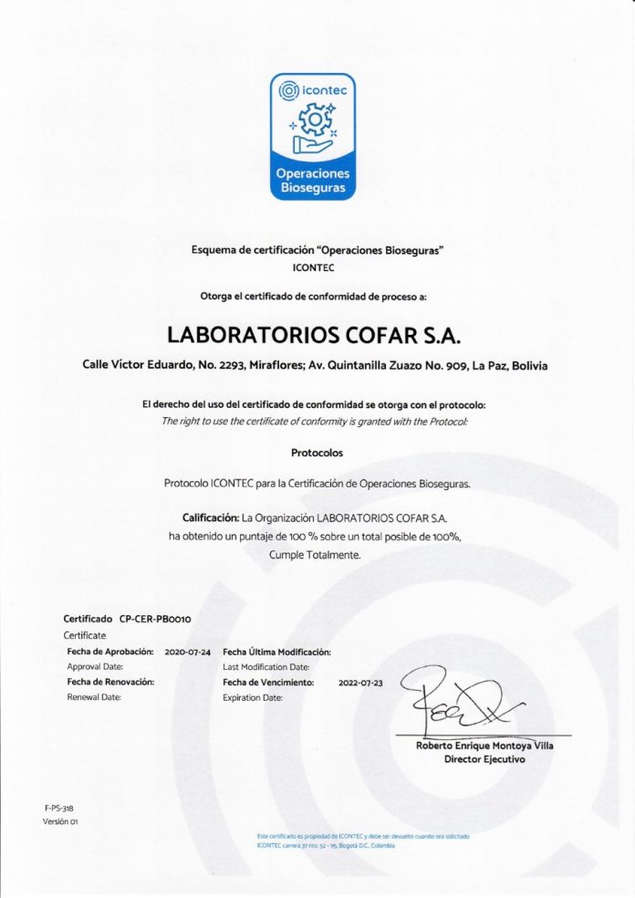 Laboratorios COFAR logra una certificación internacional en Operaciones ...